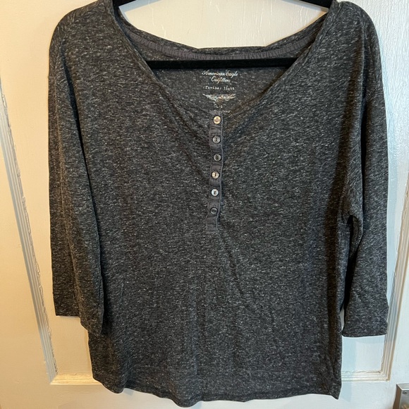 American Eagle Outfitters | Tops | Gray Henley | Poshmark